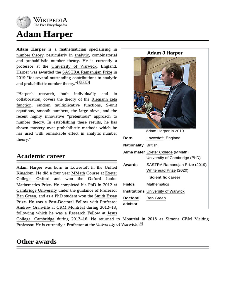 Adam_Harper | PDF | Discrete Mathematics | Mathematical Analysis