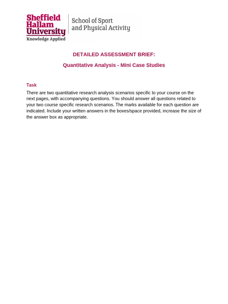 Quantitative Mini - Study Detailed Brief | PDF | Statistics | Linear ...