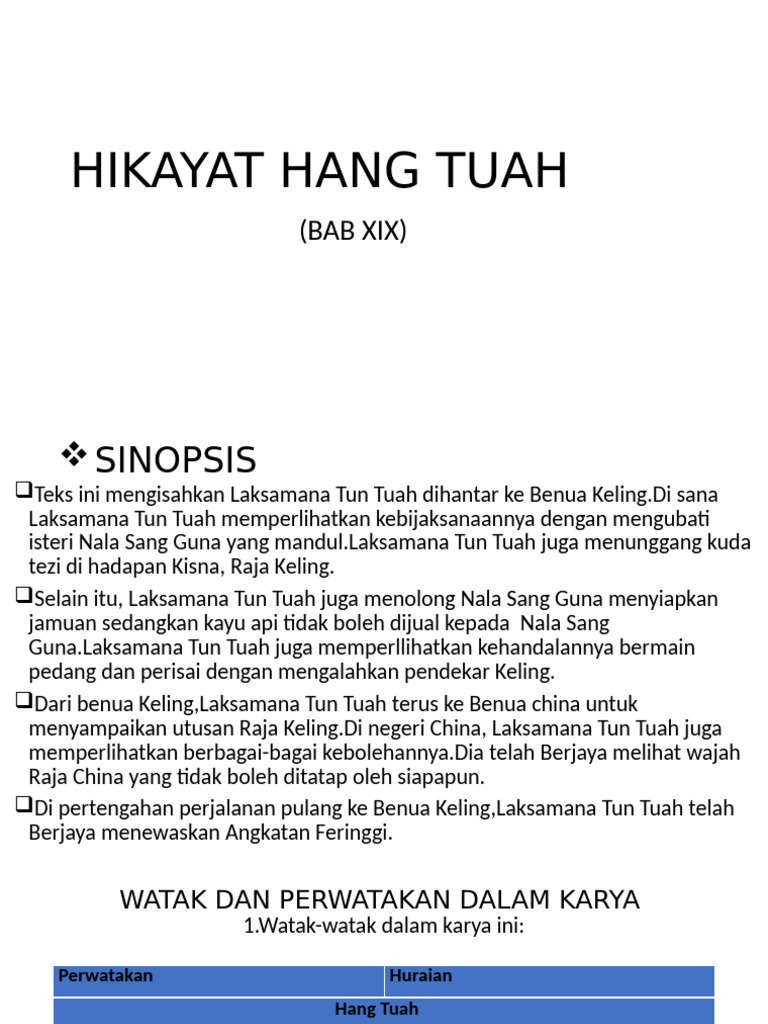 HIKAYAT HANG TUAH | PDF