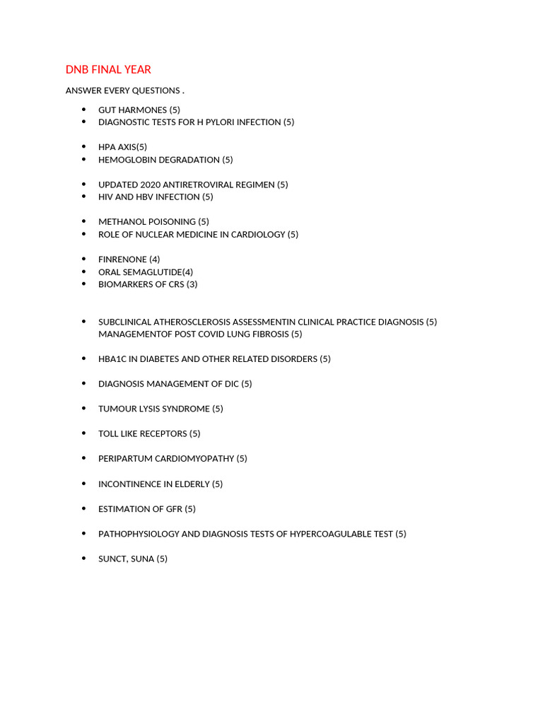 DNB Final Year | PDF