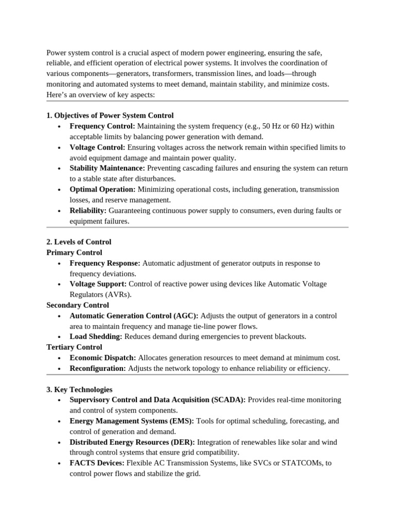 Power System Contol Note | PDF | Electrical Grid | Electric Power ...