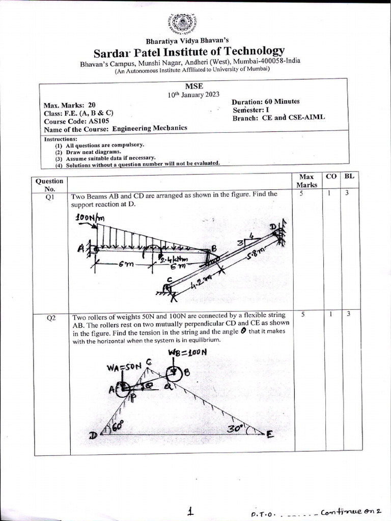 FE-CE-CSE-AIML-Sem-1-EG - QP | PDF