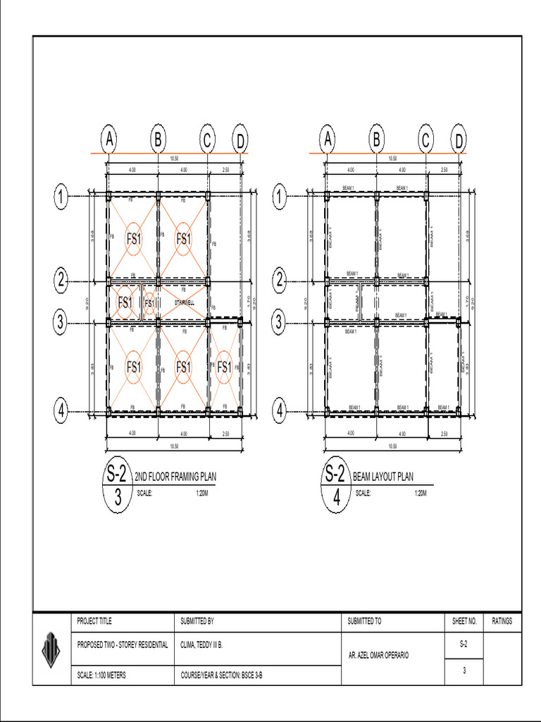 Revised 2ND Floor Framing Plan and Beam Layout Plan | PDF