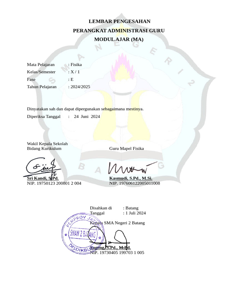 LEMBAR PENGESAHAN Modul Ajar KSP | PDF