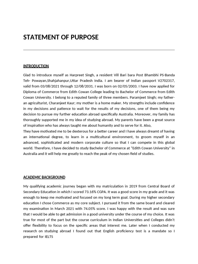 Statement of Purpose | PDF | Cost Of Living | University