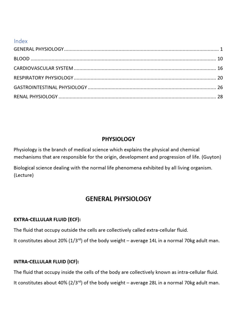 04. Definitions of Physiology | PDF | Heart | Lung