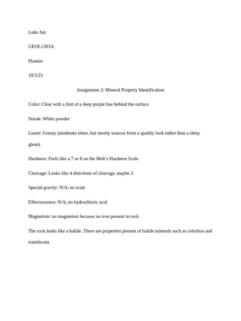 Geology Assignment 2 | PDF