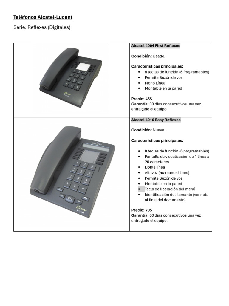 Teléfonos Alcatel Reflexes + Analogico | PDF | Informática ...