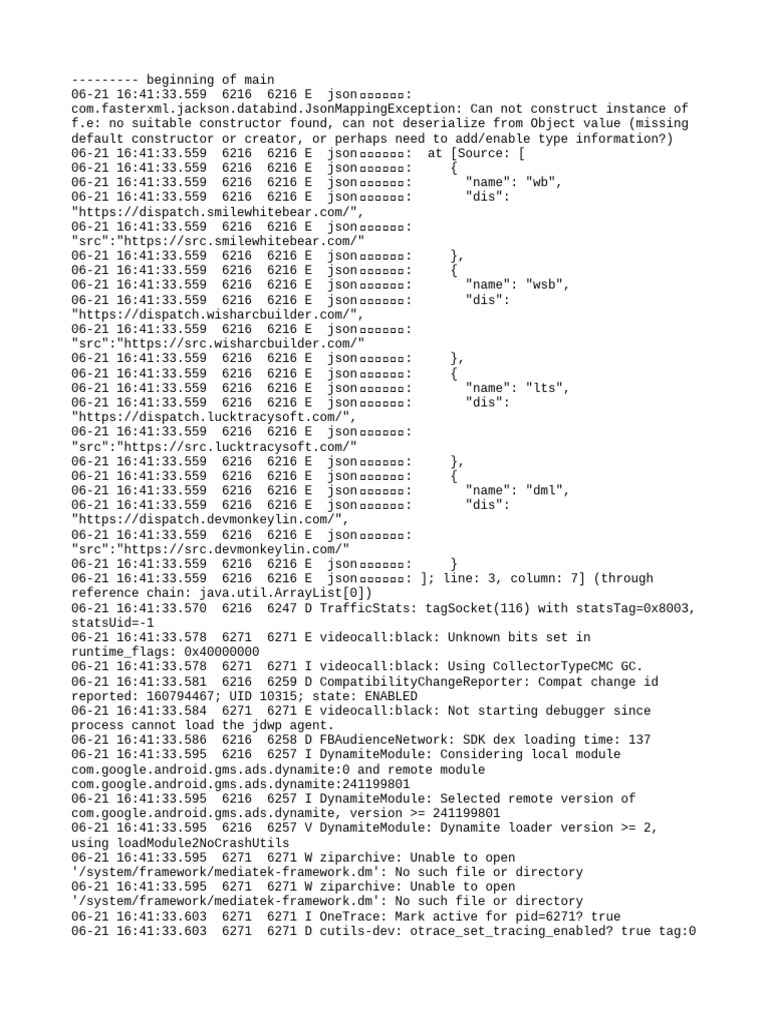 JSON Deserialization Error Log Analysis | PDF | System Software | Operating System Technology