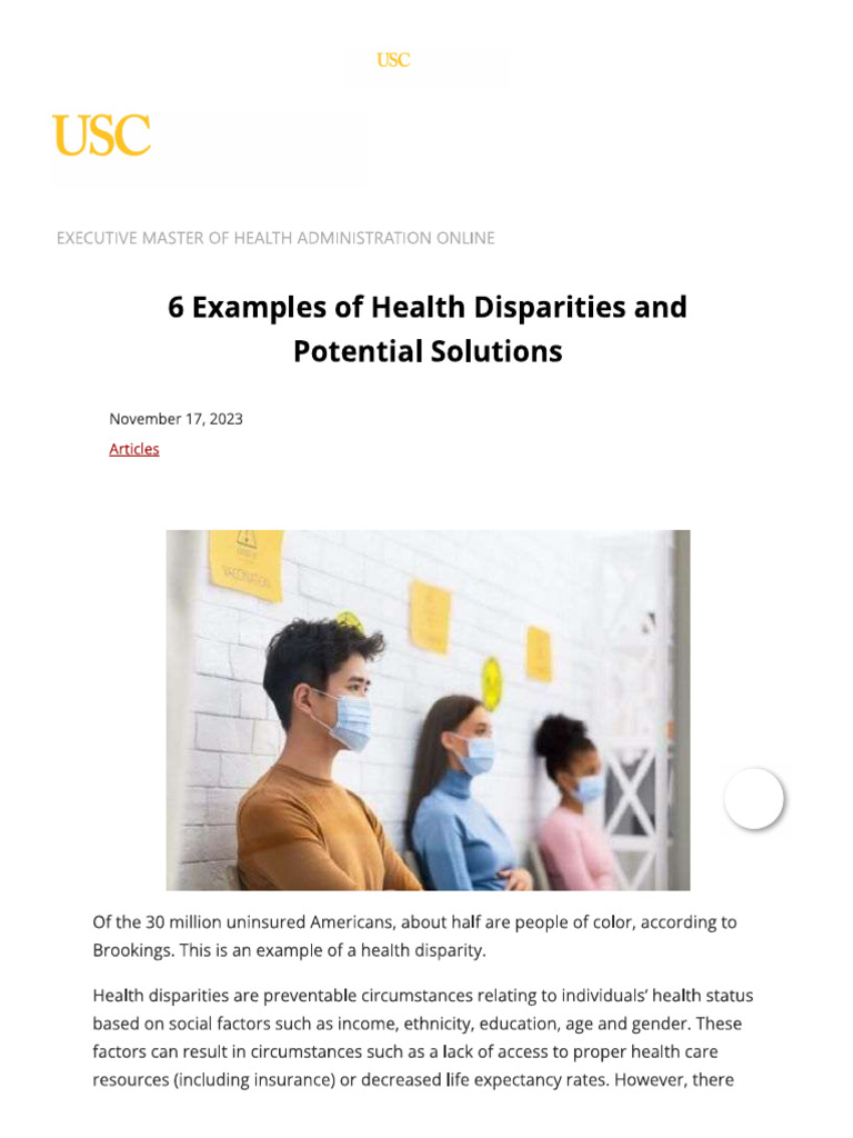 USC - 6 Examples of Health Disparity | PDF