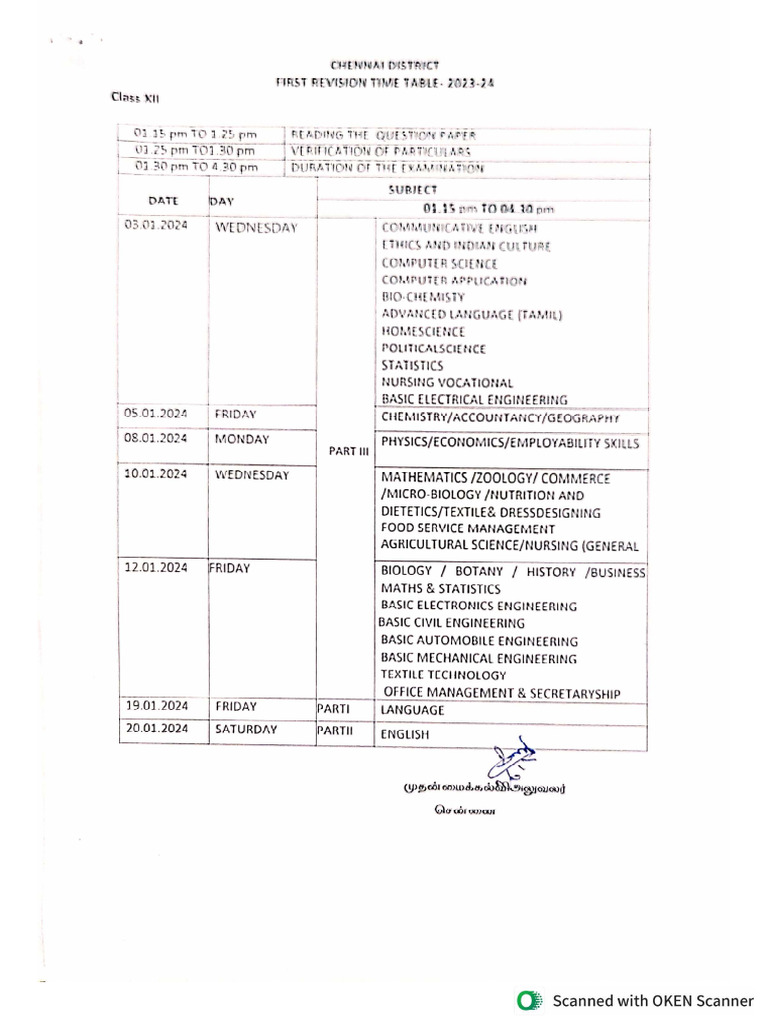 Time Table - Revision | PDF