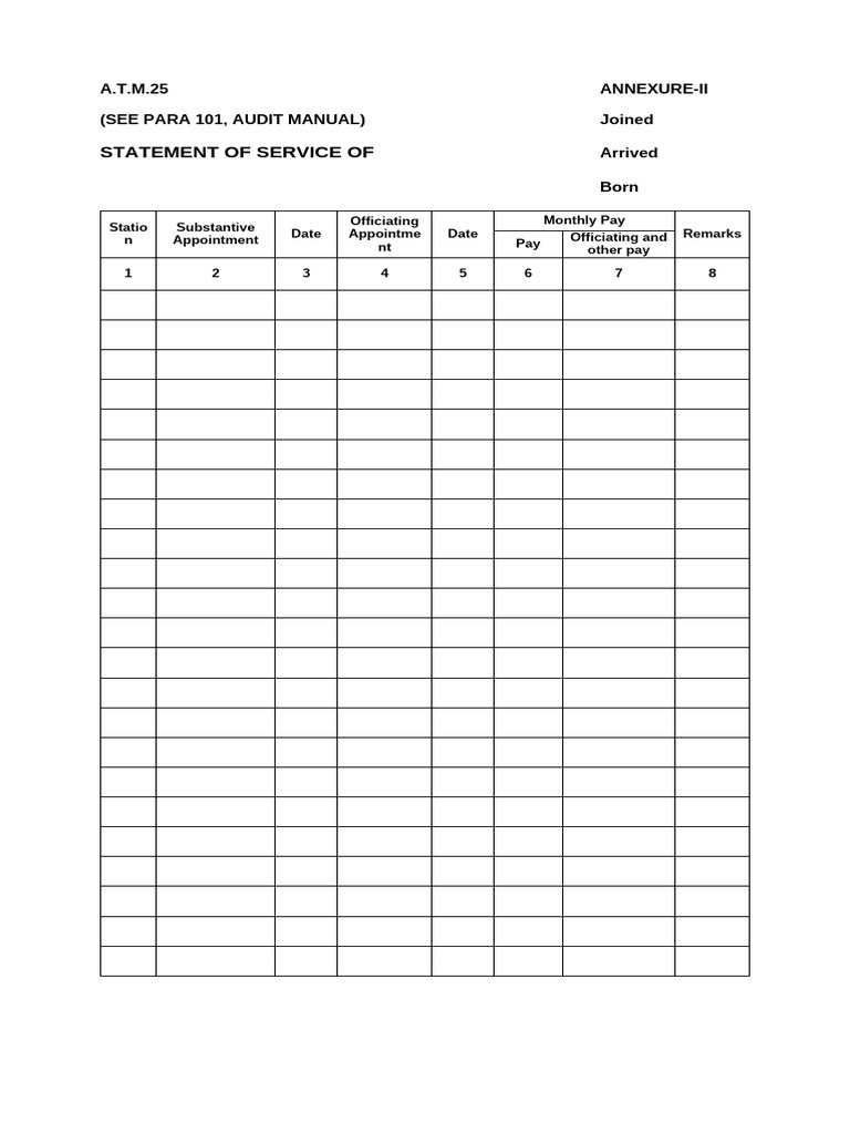 Statement of Service | PDF