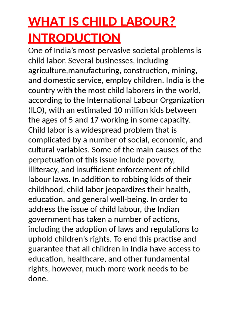 Child Labour | PDF | Child Labour | International Labour Organization