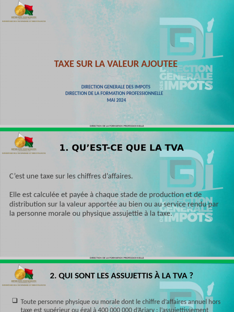 TVA | PDF | Taxe sur la valeur ajoutée | Impôts