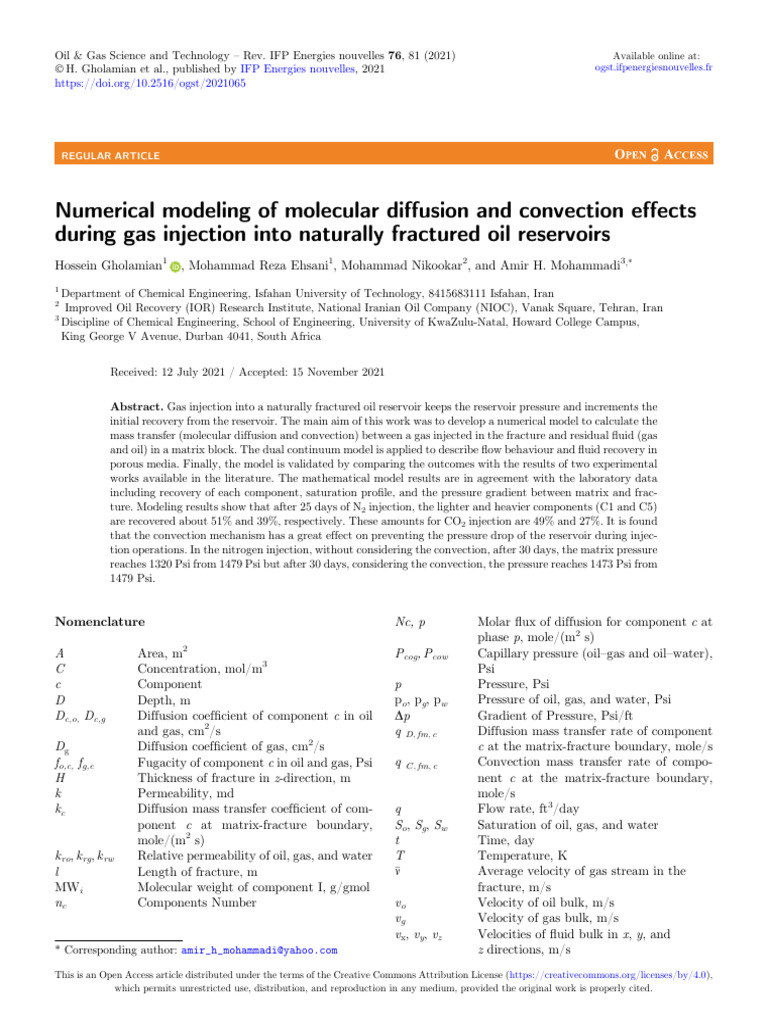 Numerical Modeling of Molecular Diffusion and Convection Effects | PDF ...