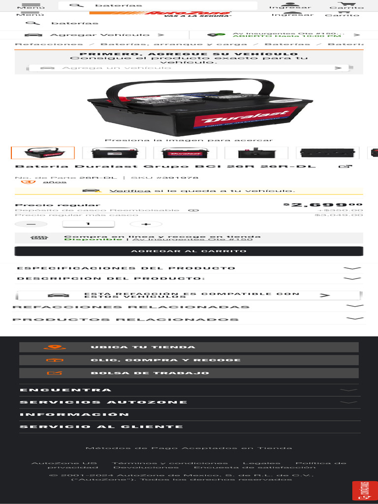 Bateria Duralast Grupo BCI 26R 26R-DL | PDF