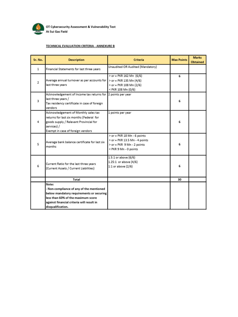 B - Technical Evaluation Criteria (Annexure-B) | PDF