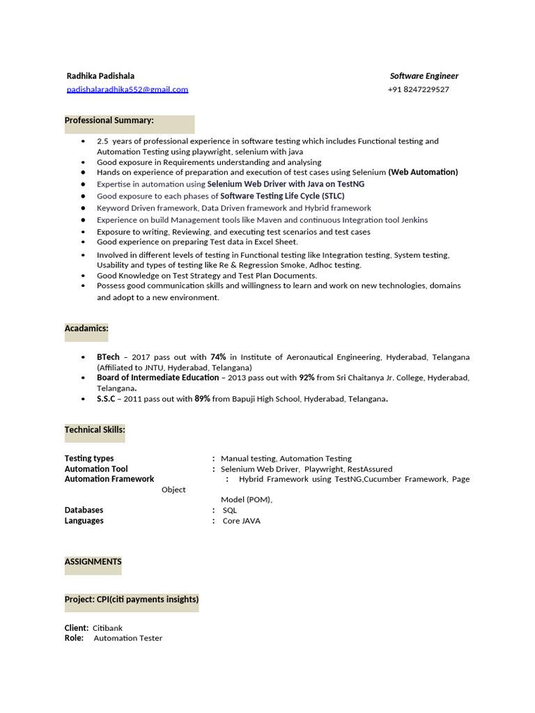 Radhika Padishala: Software Testing Expert | PDF | Software Testing ...