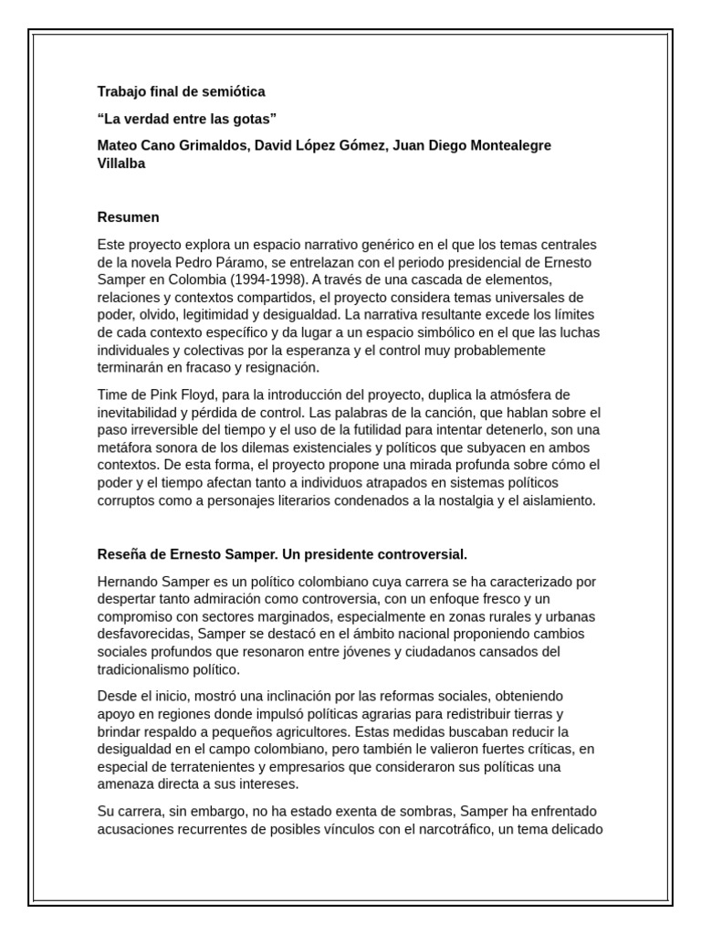 Semiótica: Poder y Nostalgia en Colombia | PDF