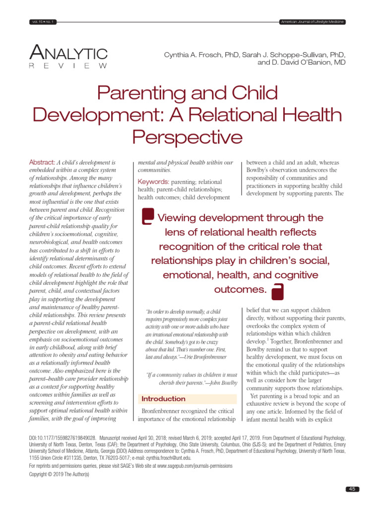 Parenting and Child Development: A Relational Health Perspective | PDF ...