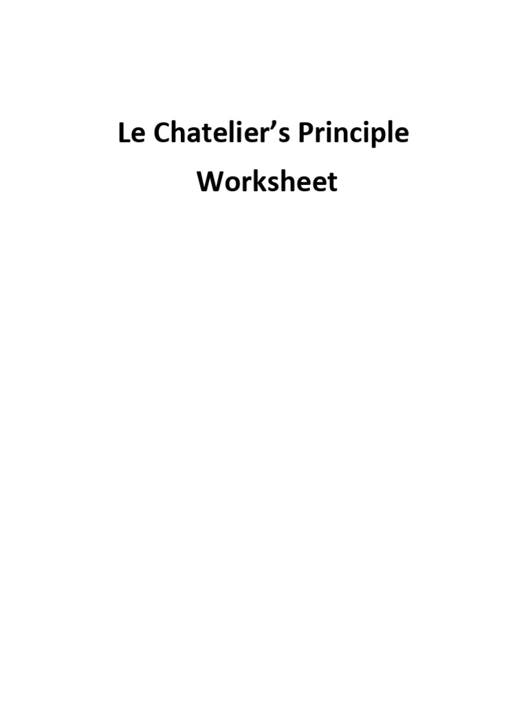 Le Chatelier's Principle | PDF | Chemical Equilibrium | Chemical Reactions