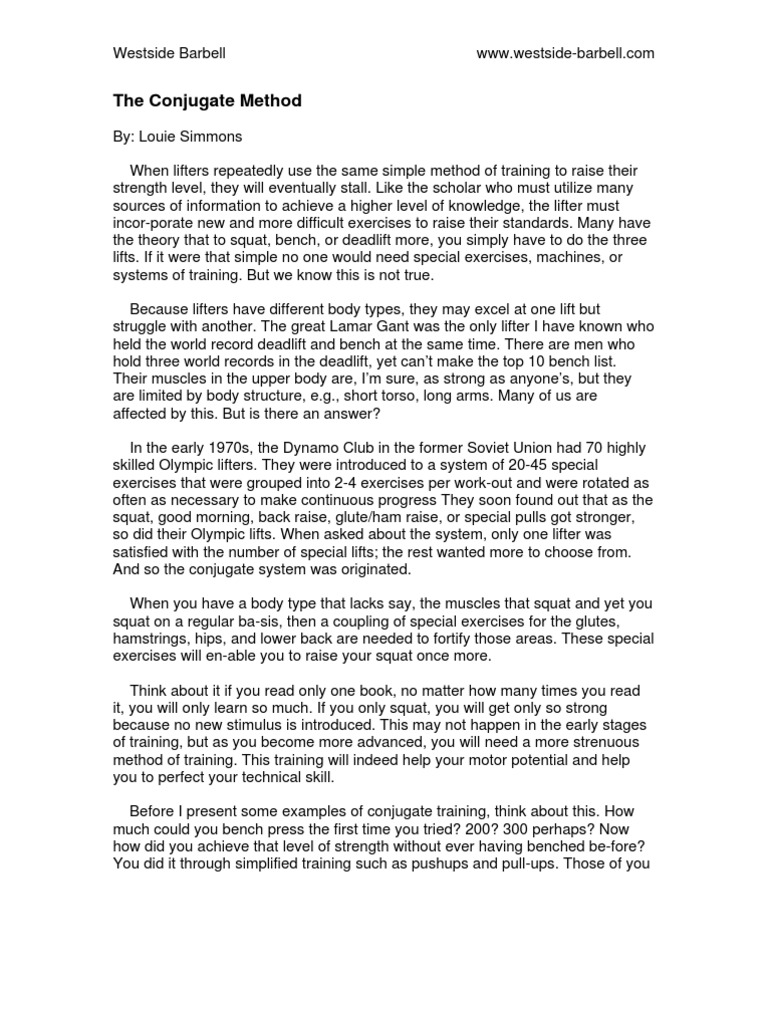 The Conjugate Method | PDF | Physical Exercise | Recreation