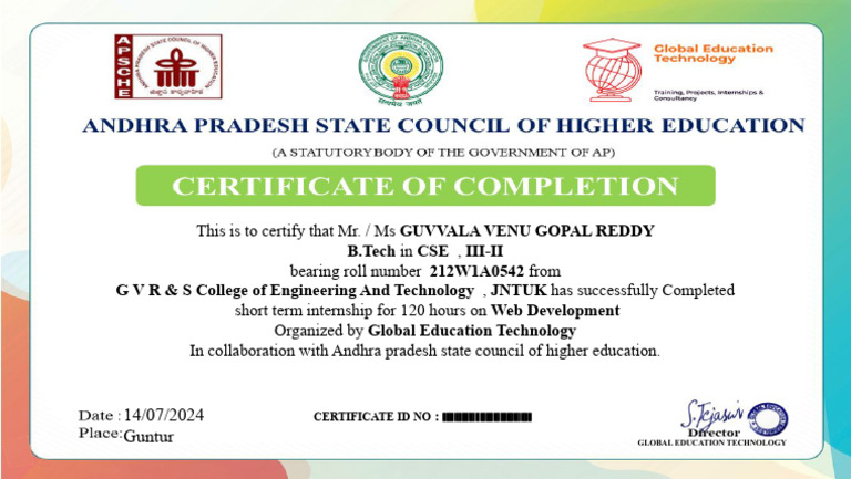Web Development Internship Certificate | PDF