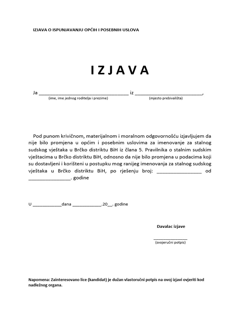 Obrazac 1 Lat | PDF