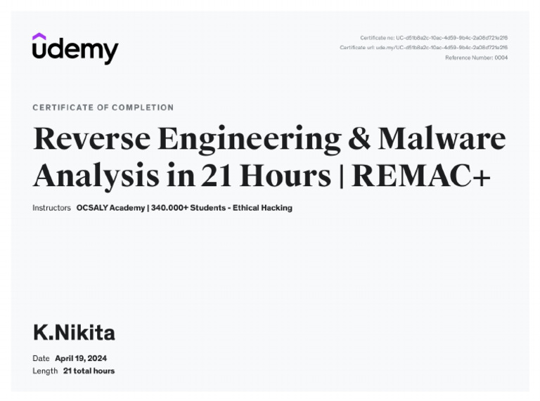 Udemy Certificate | PDF