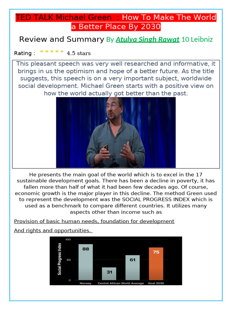 TED TALK Michael Green | PDF | Economic Growth | Poverty