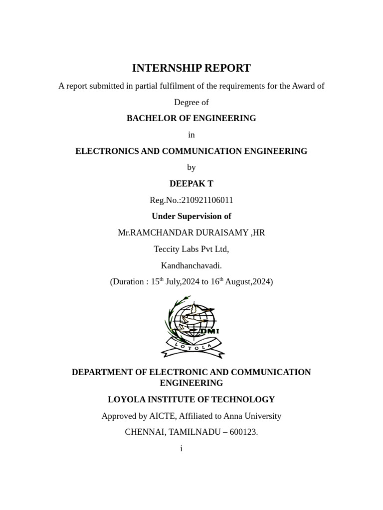 internship report format | PDF
