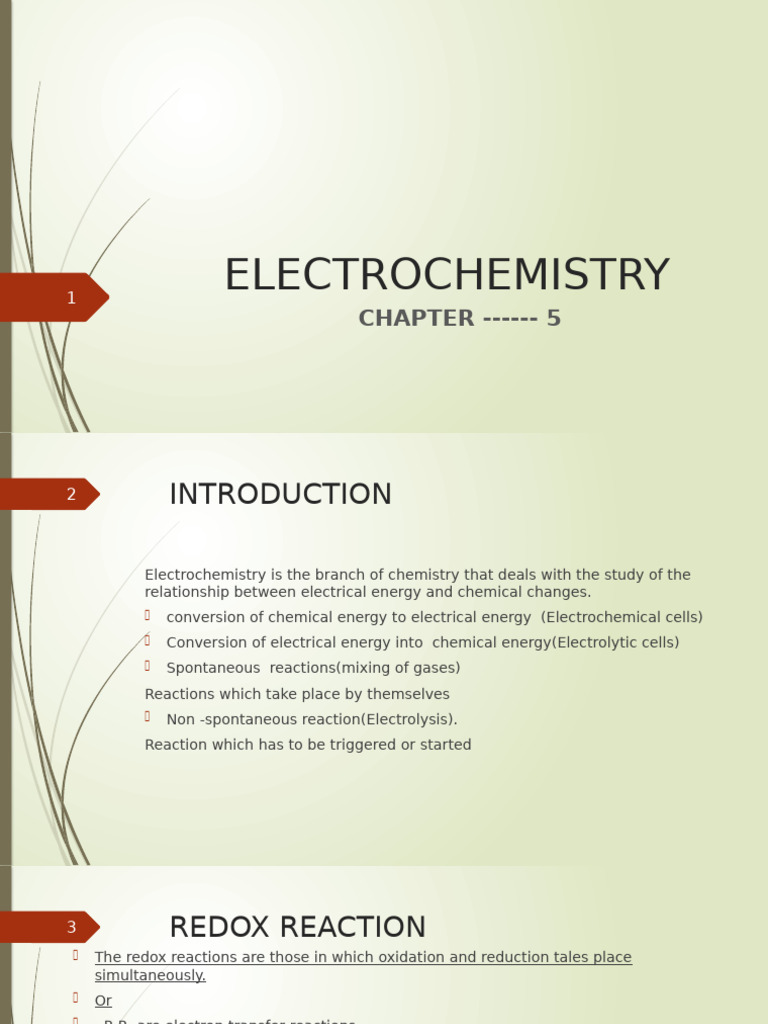Electrochemistry: Redox, Conductance, and Molar Conductivity | PDF | Redox | Electrochemistry