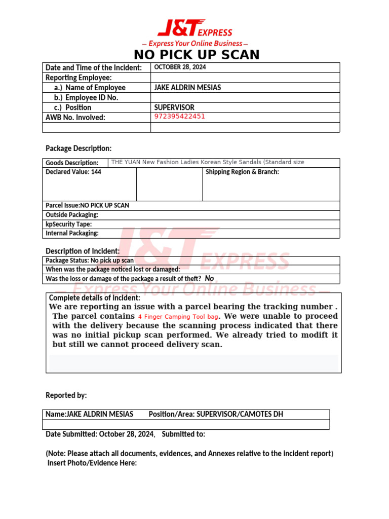 No Pick Up Scan (972395422451) | PDF