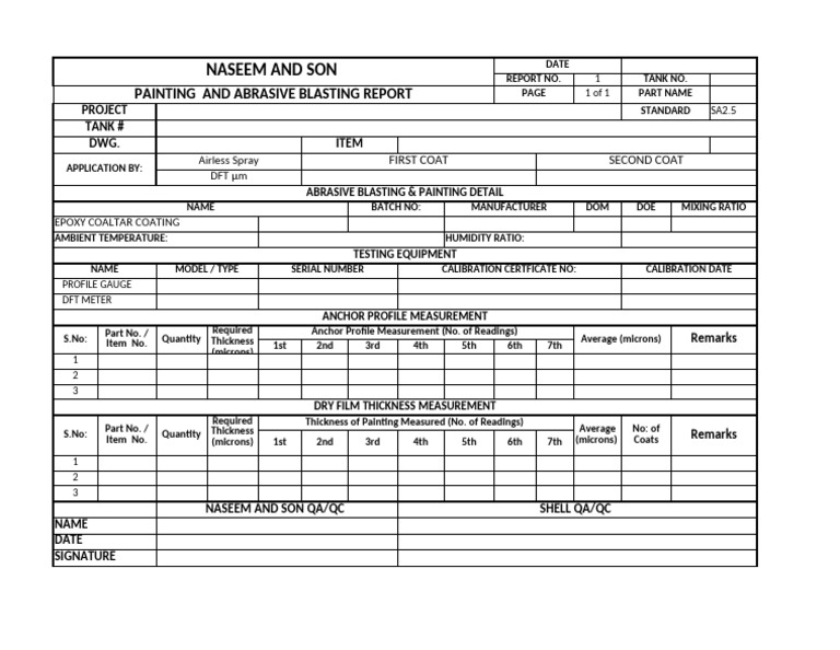 Blasting and Painting Inspection Report | PDF | Industrial Processes ...