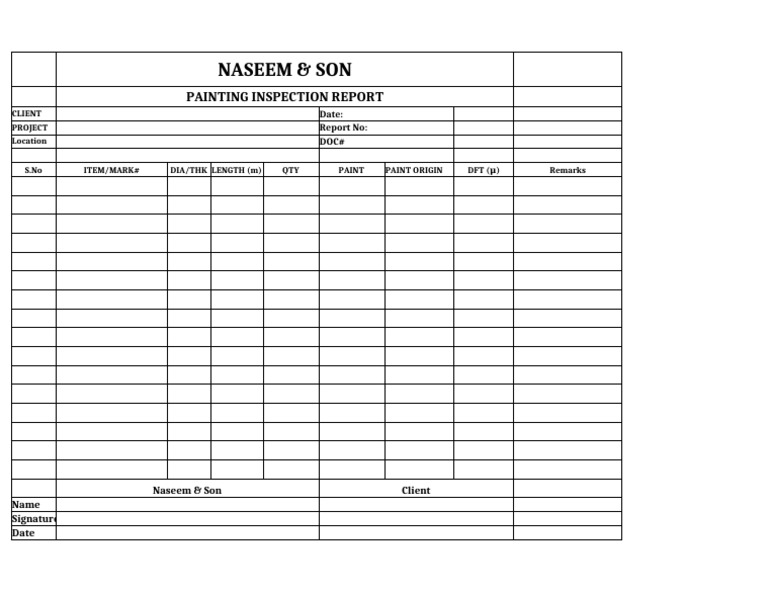 Painting Inspection Report | PDF