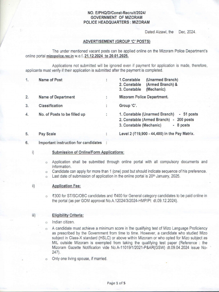 Police Advertisement - Dec 24 | PDF