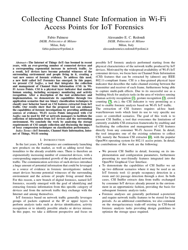 CSI_IoT_Forensics | PDF | Wi Fi | Internet Of Things