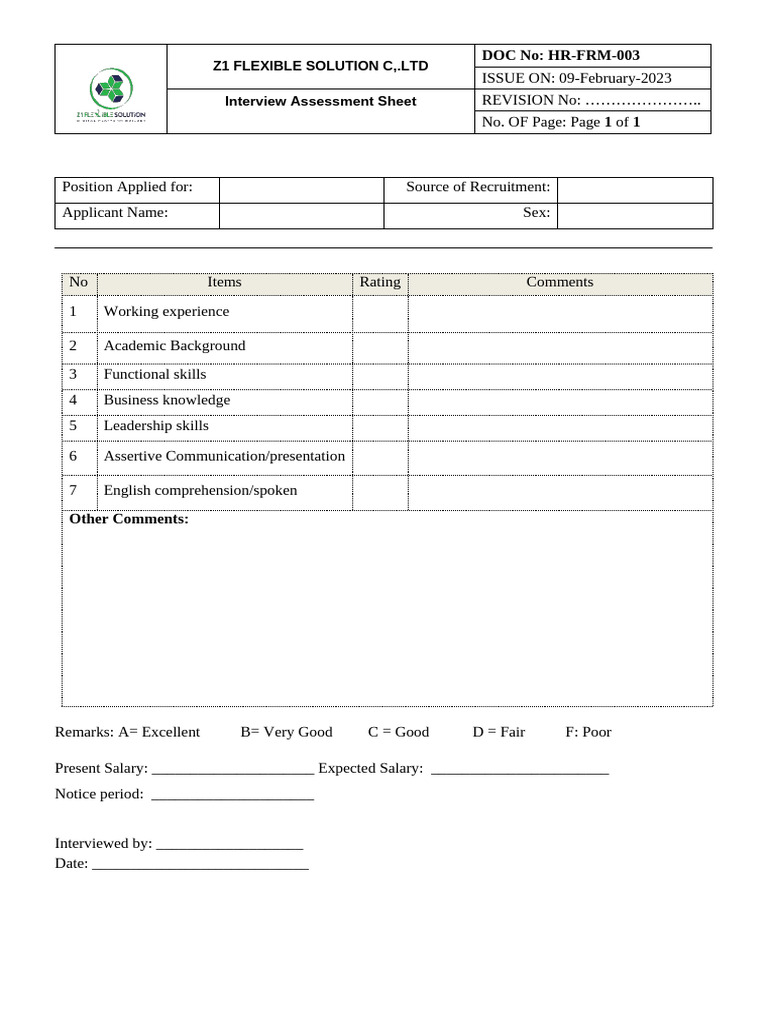 Interview Candidate Form | PDF