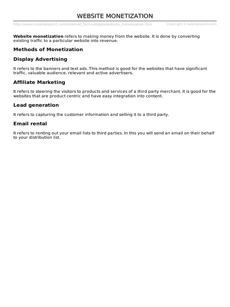 Website Monetization | PDF