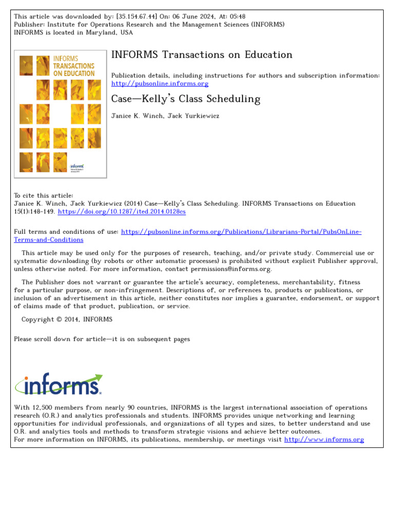 Prof - Jashaswi - Mandal - Case Kelly S Class Scheduling - 12.06.24 | PDF