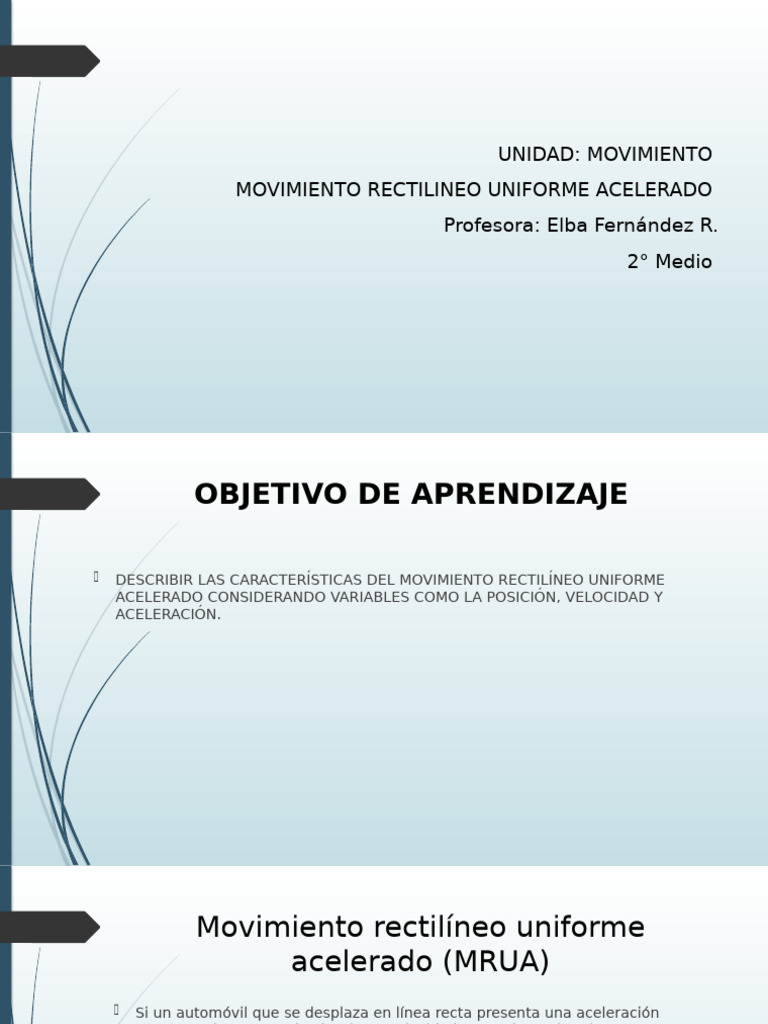 Física Mrua | PDF | Velocidad | Aceleración
