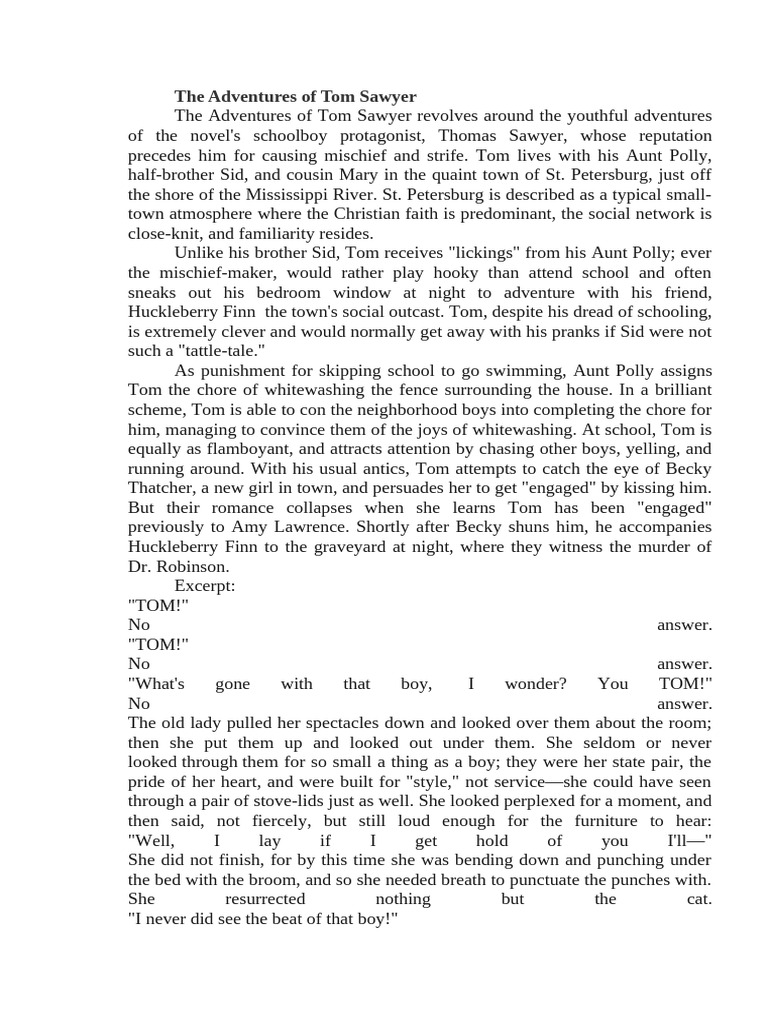 The Adventures of Tom Sawyer | PDF
