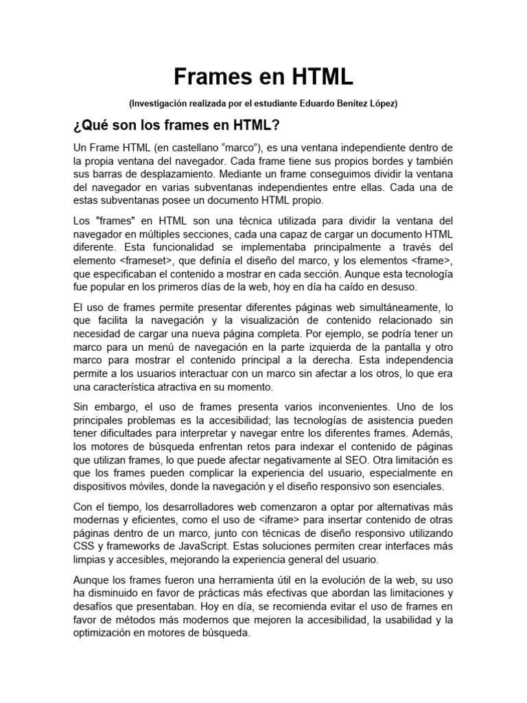 Frames en HTML Eduardo BL | PDF | HTML | Red mundial