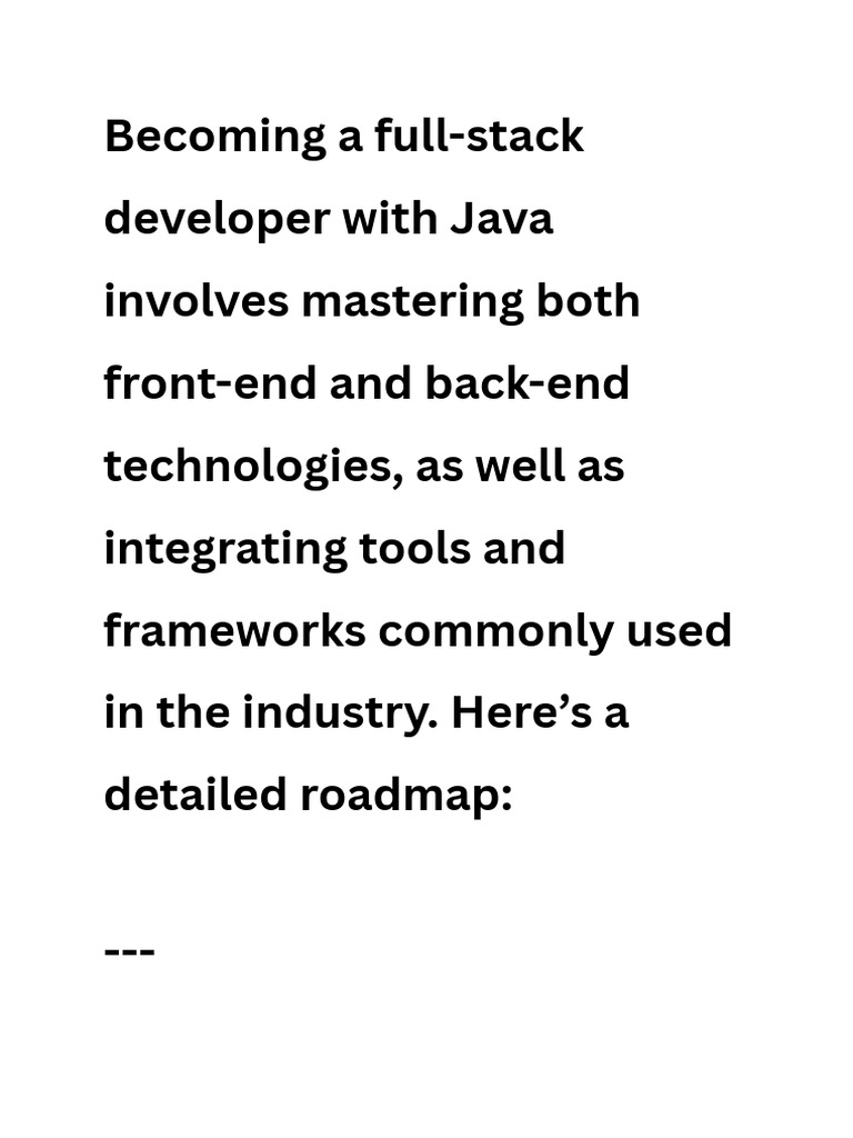 Full-Stack Java Developer Roadmap | PDF | Computing | Software Engineering