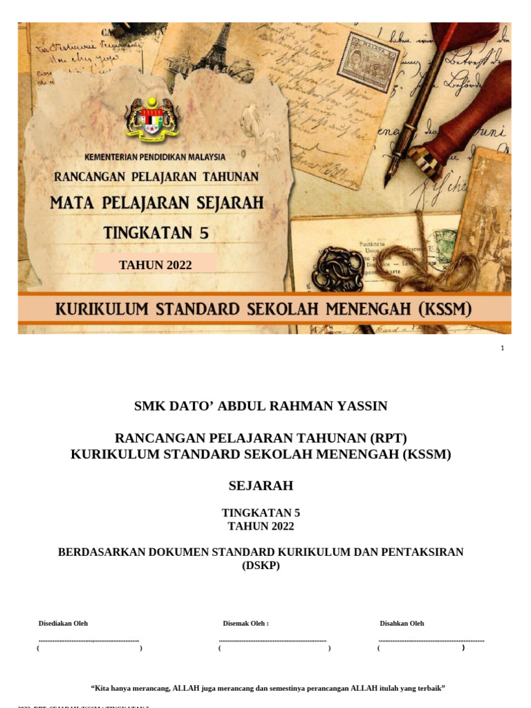 E. 2022 t5 RPT Sej (Kum.a-Sek.-Ahad-Hanita) | PDF