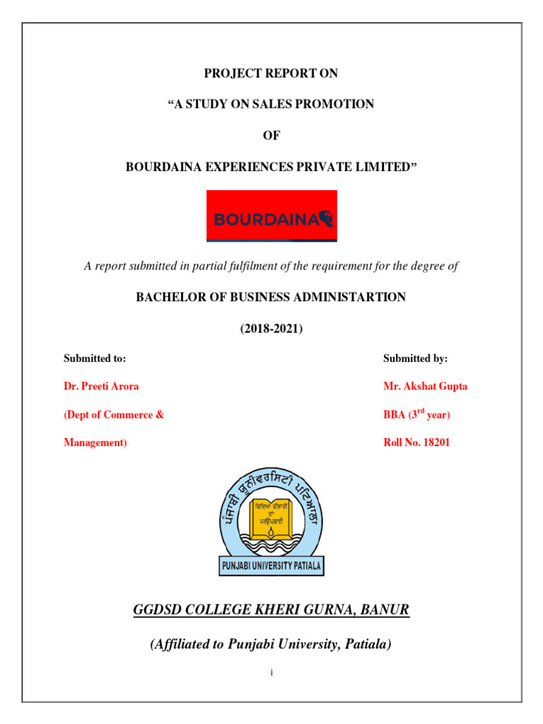 Bourdaina Sales Promotion Study | PDF | Brand | Marketing