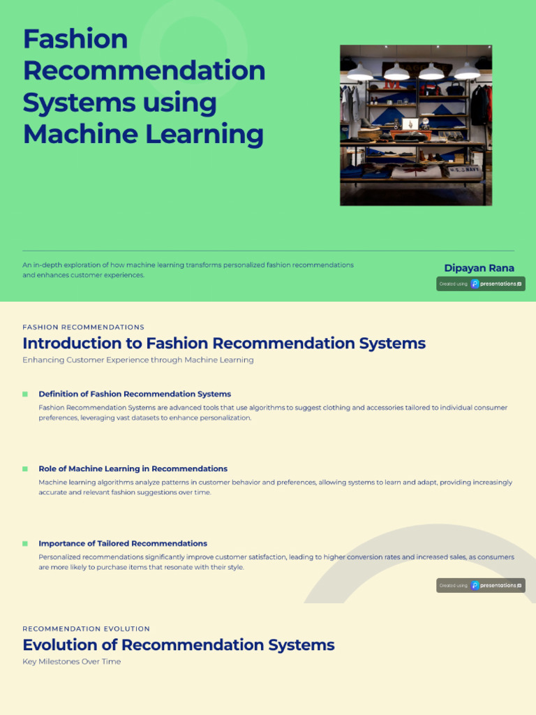 Fashion Recommendation Systems Using Machine Learning | PDF