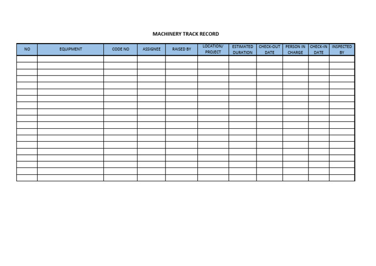Machinery Track Record Overview | PDF