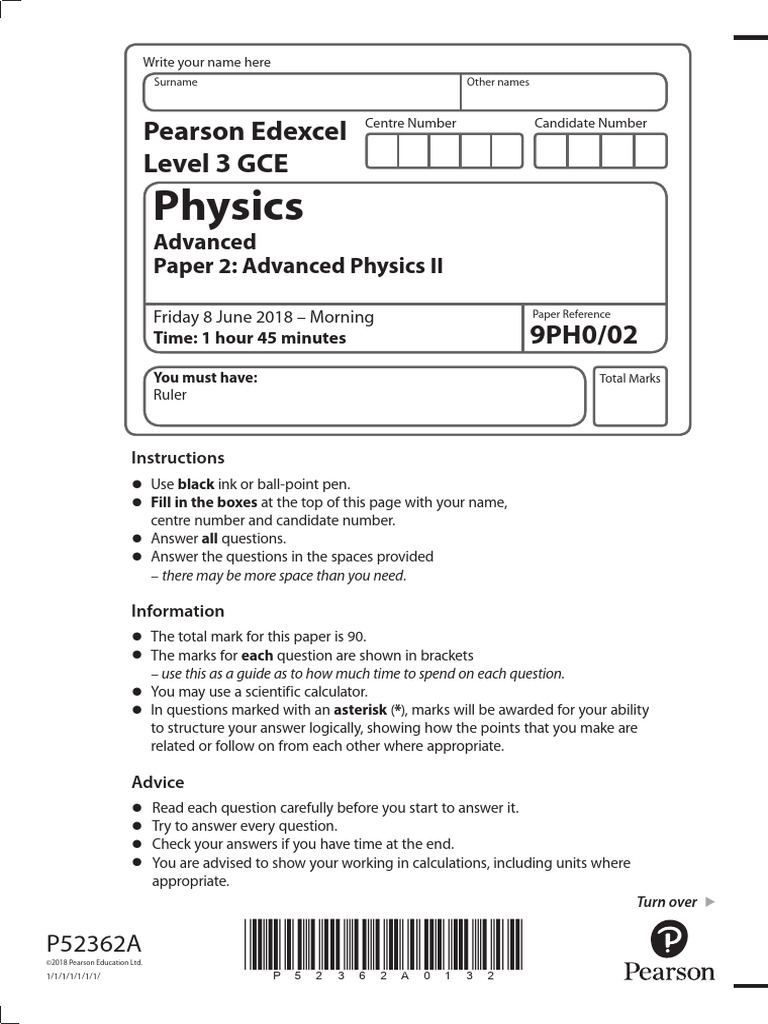 June 2018 QP - Paper 2 Edexcel Physics a-level | PDF | Infrared ...
