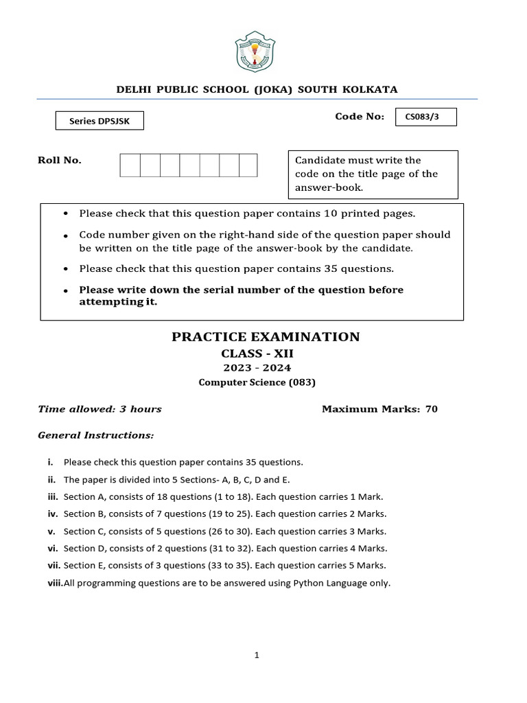 Class 12 Computer Science Exam Paper | PDF | Computer File | Bit Rate